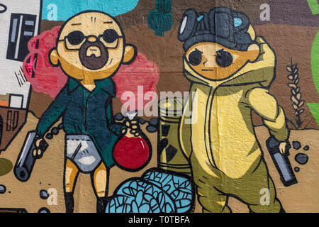 Breaking Bad wall mural (caricature) in Albuquerque, New Mexico ...