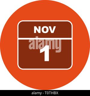 November 1st Date on a Single Day Calendar Stock Photo - Alamy
