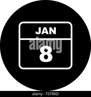 January 8th Date on a Single Day Calendar Stock Photo - Alamy