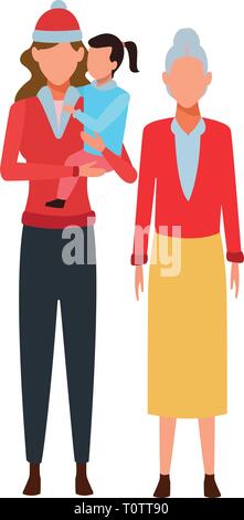 grandmother with december clothes vector illustration design Stock ...