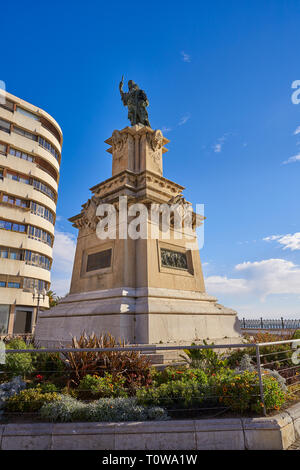 Tarragona Roger de Lauria memorial at sunrise at Catalonia Stock Photo ...
