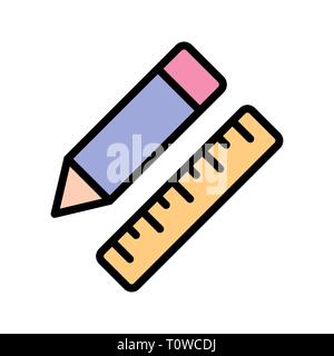Illustration Pencil & Ruler Icon Stock Photo - Alamy