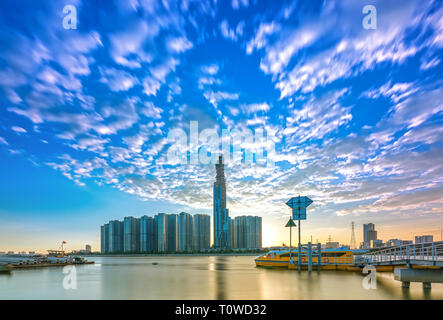 kyscraper at sunset with impressive apartment, showing urban ...