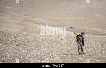 bayan Ulgii, Mongolia, 30th September 2015: mongolian kazakh nomad boy ...