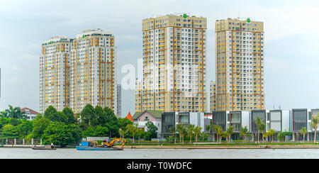 Architecture riverside urban with skyscrapers thousands of luxury ...