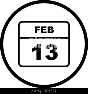 February 13th Date on a Single Day Calendar Stock Photo - Alamy