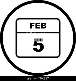 February 5th Date on a Single Day Calendar Stock Photo - Alamy