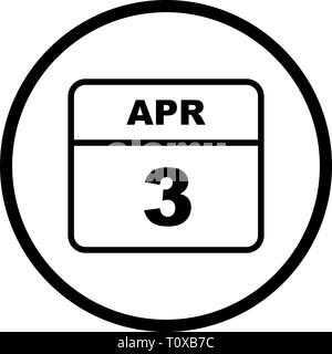 April 3rd Date on a Single Day Calendar Stock Photo - Alamy
