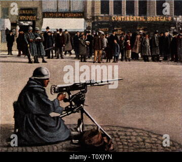 occupation of the Ruhr area, Ruhr Valley, French soldier threatening ...