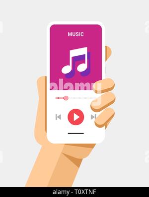 Vector illustration Hand holds cell phone with app message insufficient ...