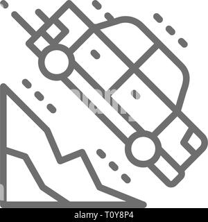 Car Drive off Cliff Icon Vehicle Fall Falling into Water Sea Vector ...