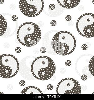 Ying yang icon sign. Seamless pattern with geometric texture. Vector ...
