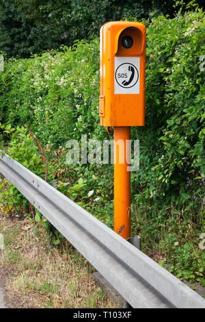 Motorway emergency telephone box Stock Photo - Alamy