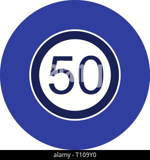 Illustration Speed limit 50 Icon Stock Photo - Alamy