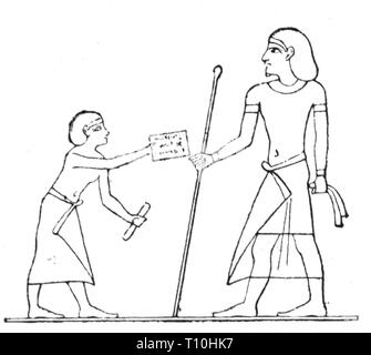 mail / post, ancient world, Egypt, messenger delivers message to the ...