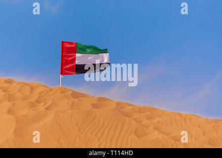 UAE national flag pole and Ras al Khaimah emirate in the northern ...