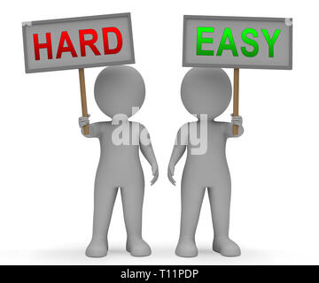 Easy Vs Hard Signs Portray Choice Of Simple Or Difficult Way. Guide To ...