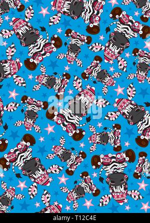 Cute Cartoon Bobble Hat Zebra Pattern Stock Vector Image & Art - Alamy