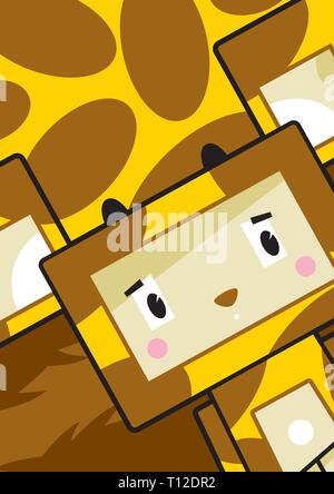 Cute Cartoon Block Giraffe Character Pattern Stock Vector Image & Art ...