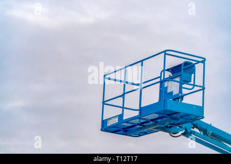 Cherry picker basket isolated against blue sky Stock Photo: 75598788 ...