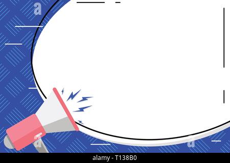 Blank White Huge Oval Shape Sticker and Megaphone Shouting with Volume ...