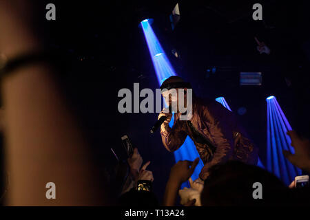 Norway, Bergen - March 21, 2019. The Norwegian rap duo Karpe performs a ...