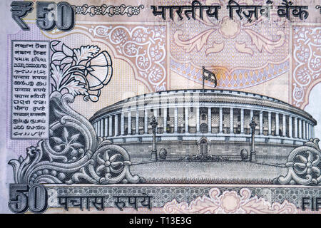 1-03-2019- Reverse of the 50 Rupee Bank Note, used in India, showing ...