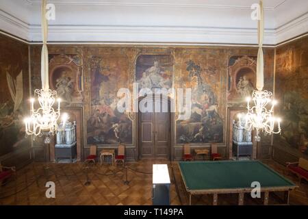Castle Moritzburg, interior, room with leather wallpaper, Dresden ...