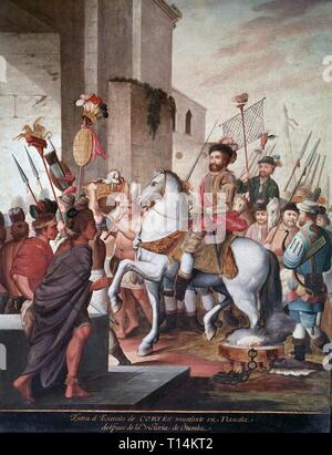 CORTES , HERNAN CONQUISTADOR ESPAÑOL . MEDELLIN 1485 - 1547 " LUCHA CON ...