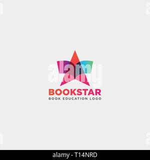 star book education gradient negative simple logo template vector ...