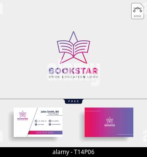 star book education gradient negative simple logo template vector ...