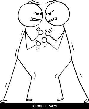Cartoon beaten man, vector illustration. Colored and black outlines ...