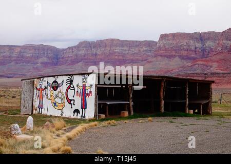 An abandoned Native American stand that once sold local handmade crafts ...