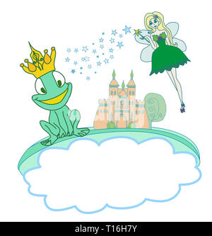 Frog Prince Cartoon Character and beautiful fairy Stock Photo - Alamy