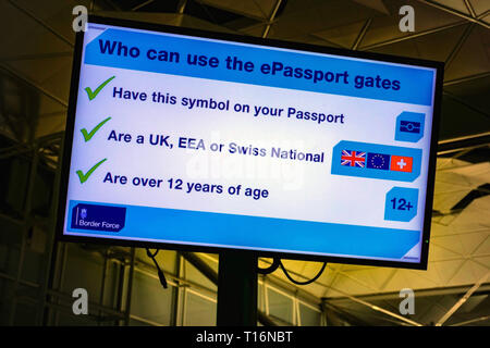 UK ePassport Border Control gates for arriving passengers at London ...