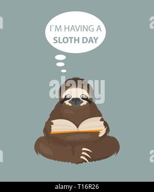 The story of one sloth. At work, study. Funny cartoon sloths in ...