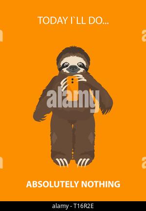 The story of one sloth. At work, study. Funny cartoon sloths in ...