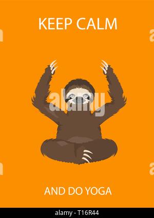 Sloth yoga collection. Funny cartoon animals in different postures set ...