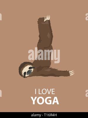 Sloth yoga collection. Funny cartoon animals in different postures set ...
