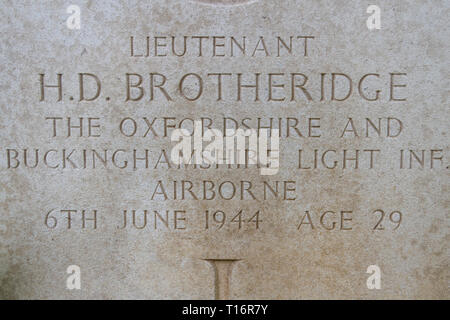 The grave of Lt Den Brotheridge, Ranville Churchyard, Ranville ...