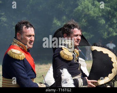Reenactment of the Battle of Waterloo on the original battlefield in ...