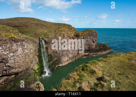 Crawton Waterfall at RSPB Fowlsheugh Reserve, south of Stonehaven ...