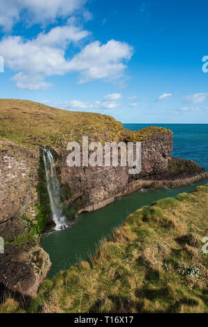 Crawton Waterfall at RSPB Fowlsheugh Reserve, south of Stonehaven ...