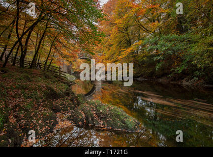 Holne Bridge is a Grade II* listed medieval bridge over the River Dart ...