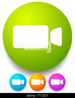 Round icon with small, compact video camera, handycam symbol Icon for ...