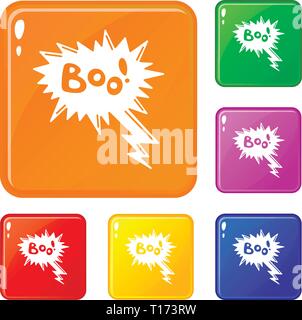 Set of cute blue ghost icons for Halloween, Vector Stock Vector Image ...