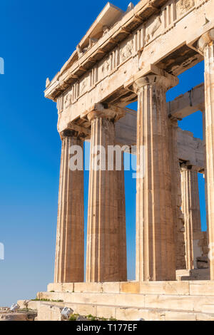 Greece. Athens. Acropolis. Parthenon. Classical temple dedicated to ...