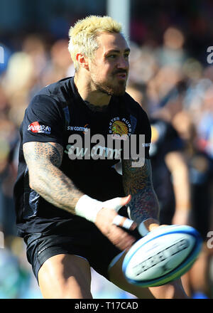 Exeter Chief's Jack Nowell warms up prior to the Gallagher Premiership ...