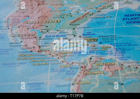 world map of cuba and focus in all border with miami, bahamas, havana ...