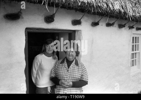 Isle of Man, 1970s. Traditional stone thatched Longhouse Long House ...